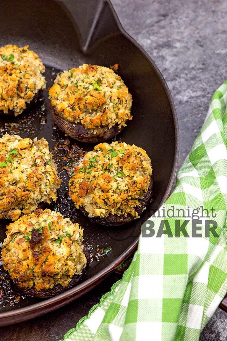 Stuffing Stuffed Mushrooms - The Midnight Baker - Thanksgiving Recipe